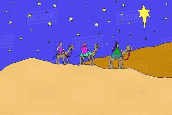 Three wise men following star - Royalty-free Stock Photo | Dissolve