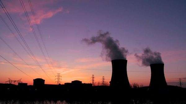 Beautiful timelapse of sunset behind a nuclear power plant. - HD ...