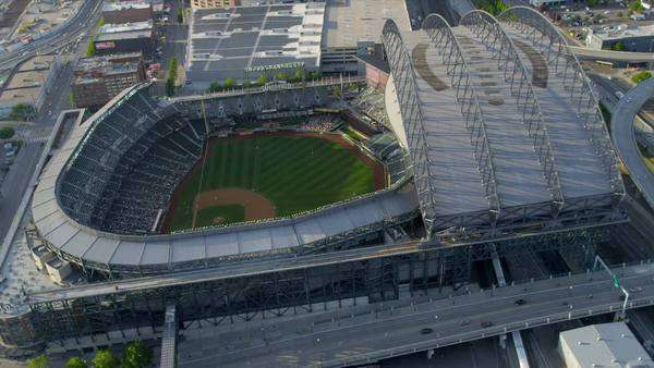 Seattle - July 2013: Aerial view Safeco Field, CenturyLink Baseball ...