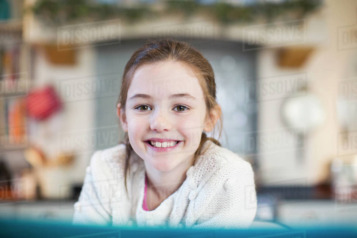 Portrait smiling, confident girl - Stock Photo - Dissolve