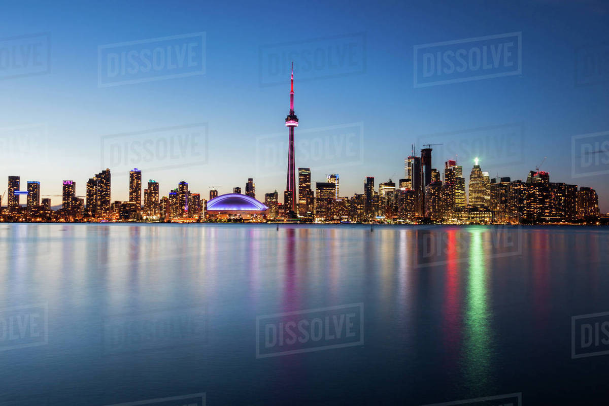 Canada, Ontario, Toronto, Modern city reflected in water - Royalty-free ...
