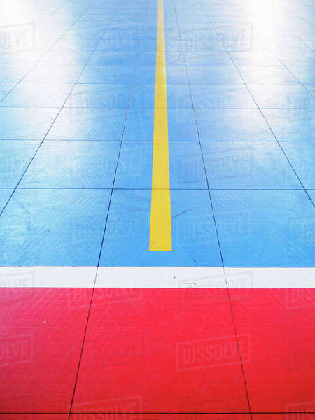 Red and blue tiled floor of basketball court - Royalty-free Stock Photo ...