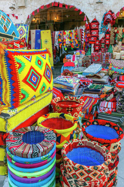 Bright textiles in market in Doha, Qatar - Royalty-free Stock Photo ...