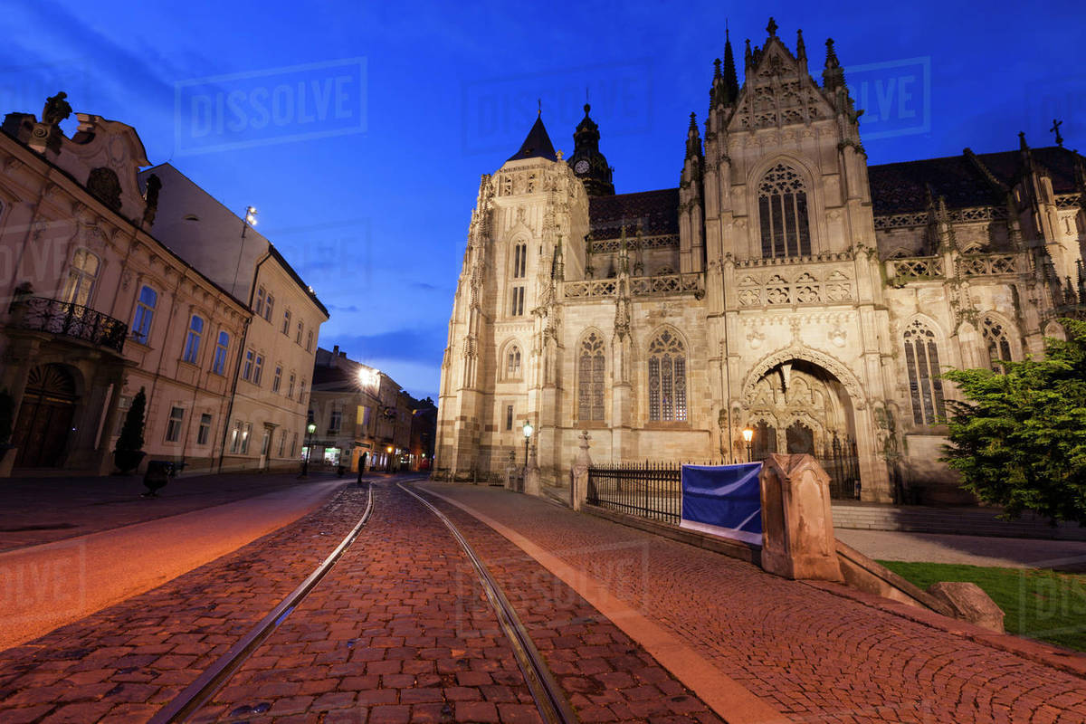St. Elisabeth Cathedral at sunset in Kosice, Slovakia - Royalty-free ...