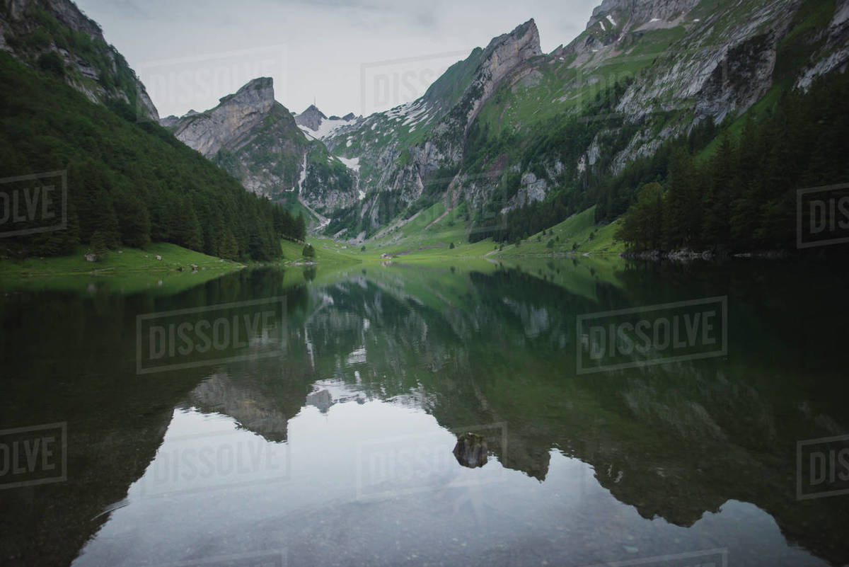 Seealpsee lake in Appenzell Alps, Switzerland - Royalty-free Stock ...