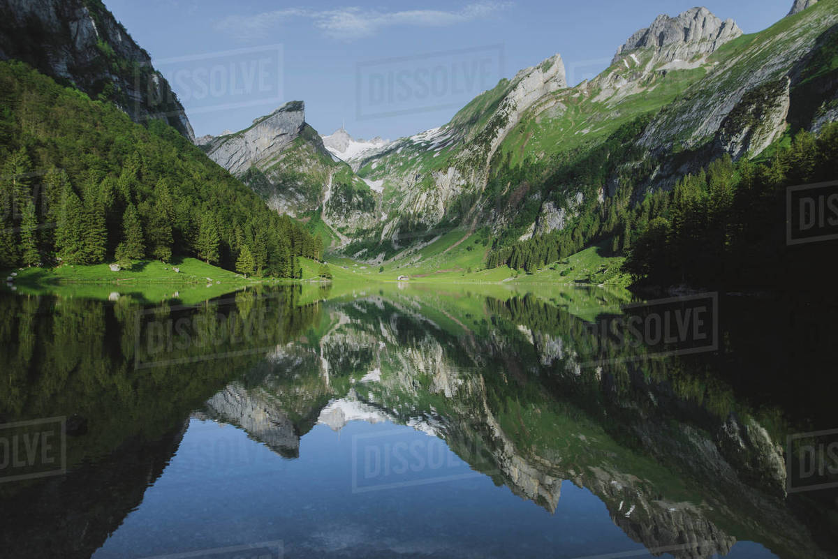 Seealpsee lake in Appenzell Alps, Switzerland - Royalty-free Stock ...