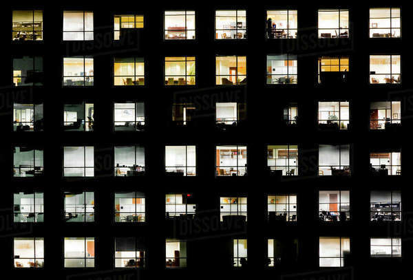 Windows in Sabadell Financial Center at night in Miami, Florida ...