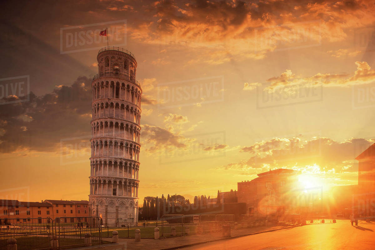 Leaning Tower of Pisa at sunset in Tuscany, Italy - Royalty-free Stock ...