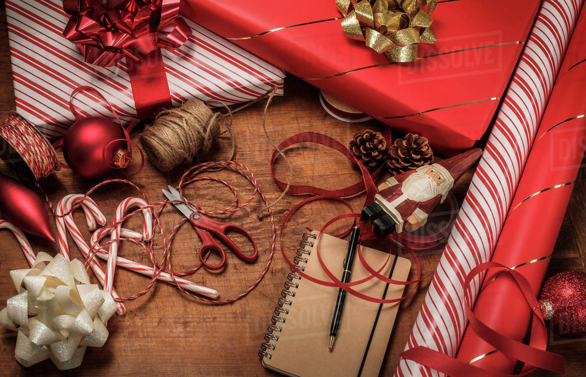 Christmas presents with ribbons and string - Royalty-free Stock Photo ...