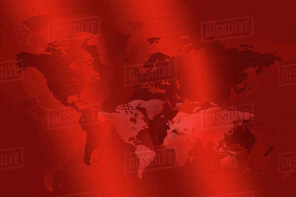 World map in red color on red - Stock Photo - Dissolve