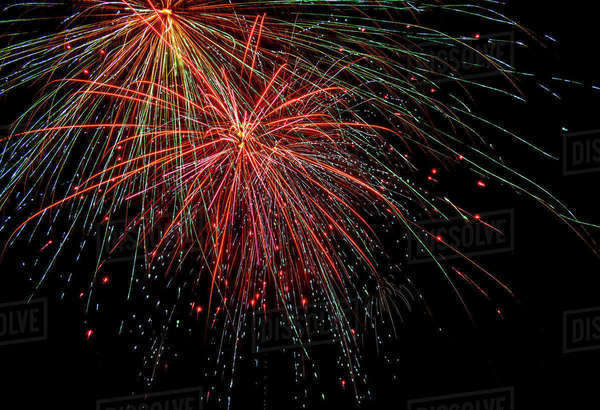 Fireworks on night sky - Royalty-free Stock Photo | Dissolve