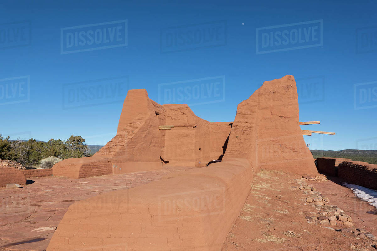USA, New Mexico, Pecos, Spanish Mission Church ruins at Pecos National ...
