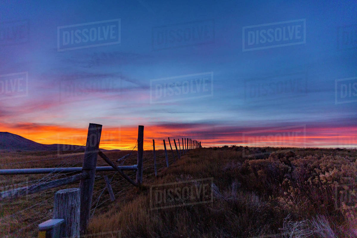 USA, Idaho, Bellevue, Sunset sky over rural landscape - Royalty-free ...