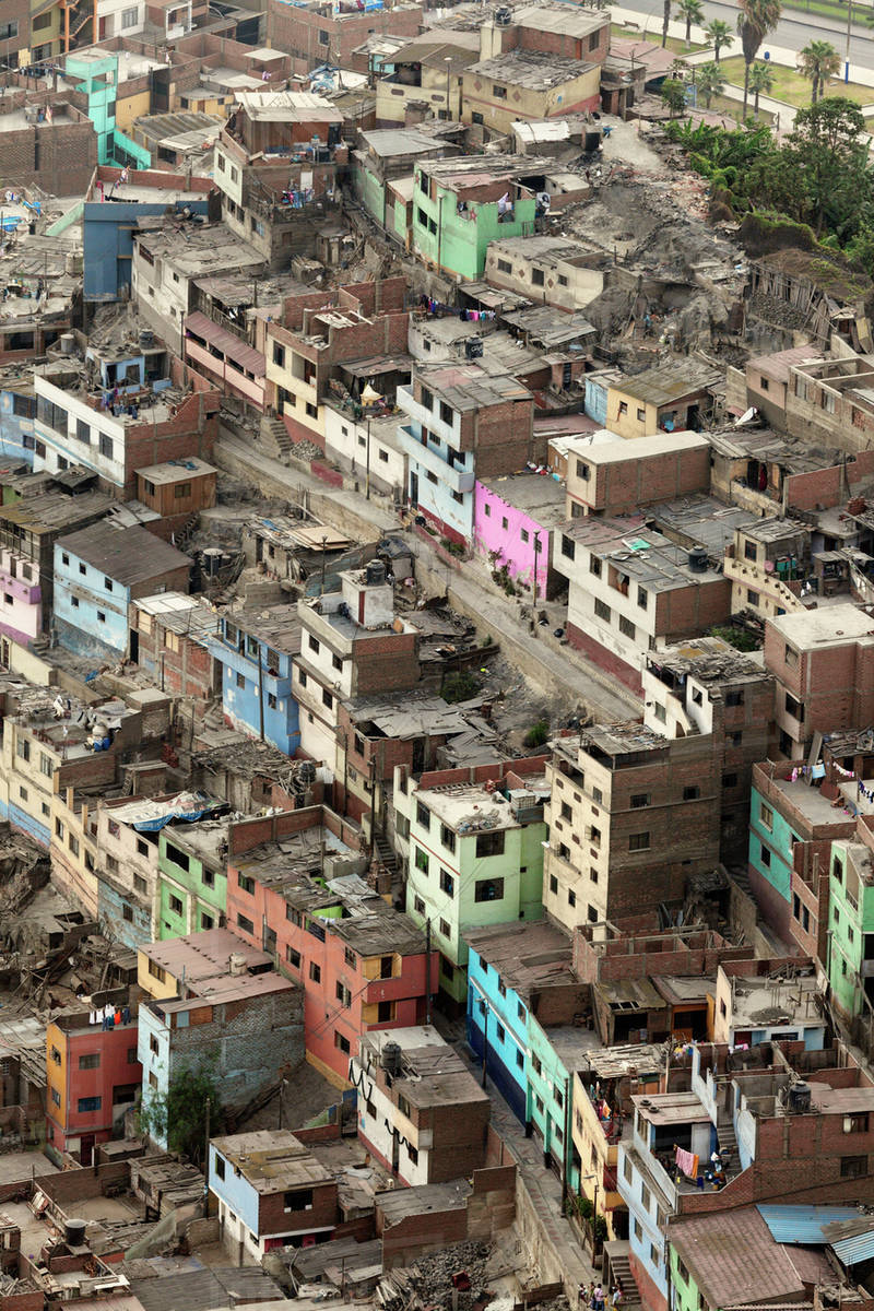 Aerial view to slums district - Stock Photo - Dissolve