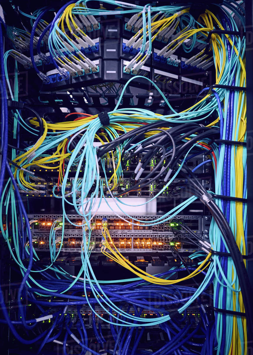 Network cables in server room - Royalty-free Stock Photo | Dissolve