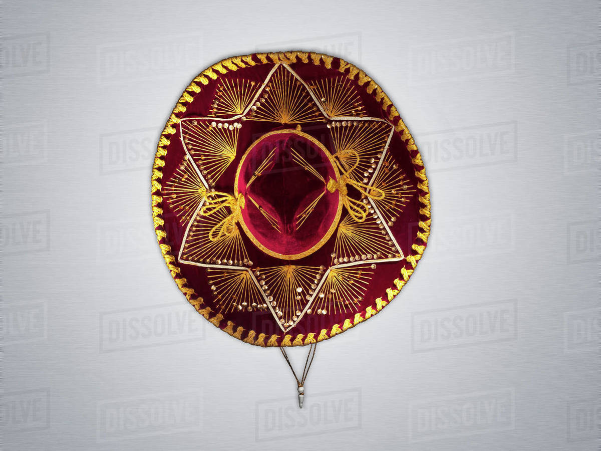 Overhead view of Mexican sombrero against white background - Stock ...