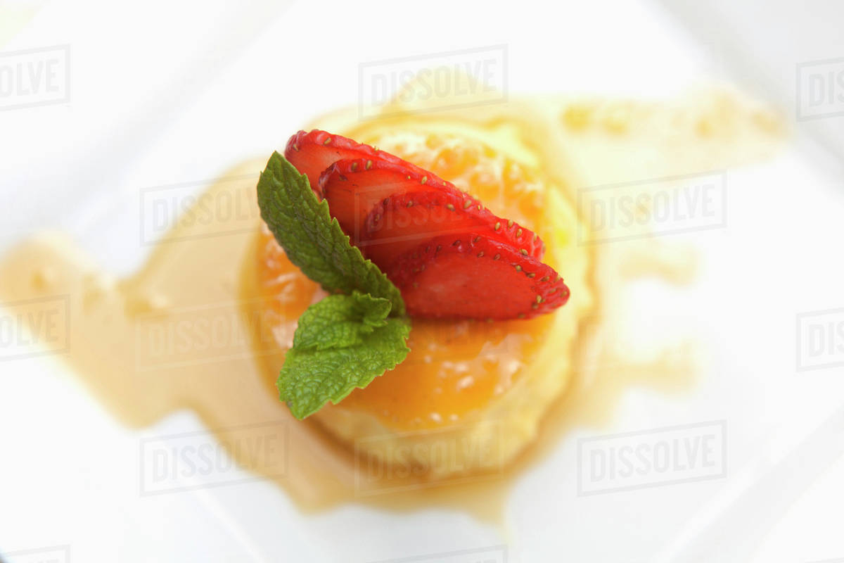 Elevated view of dessert on plate - Royalty-free Stock Photo | Dissolve