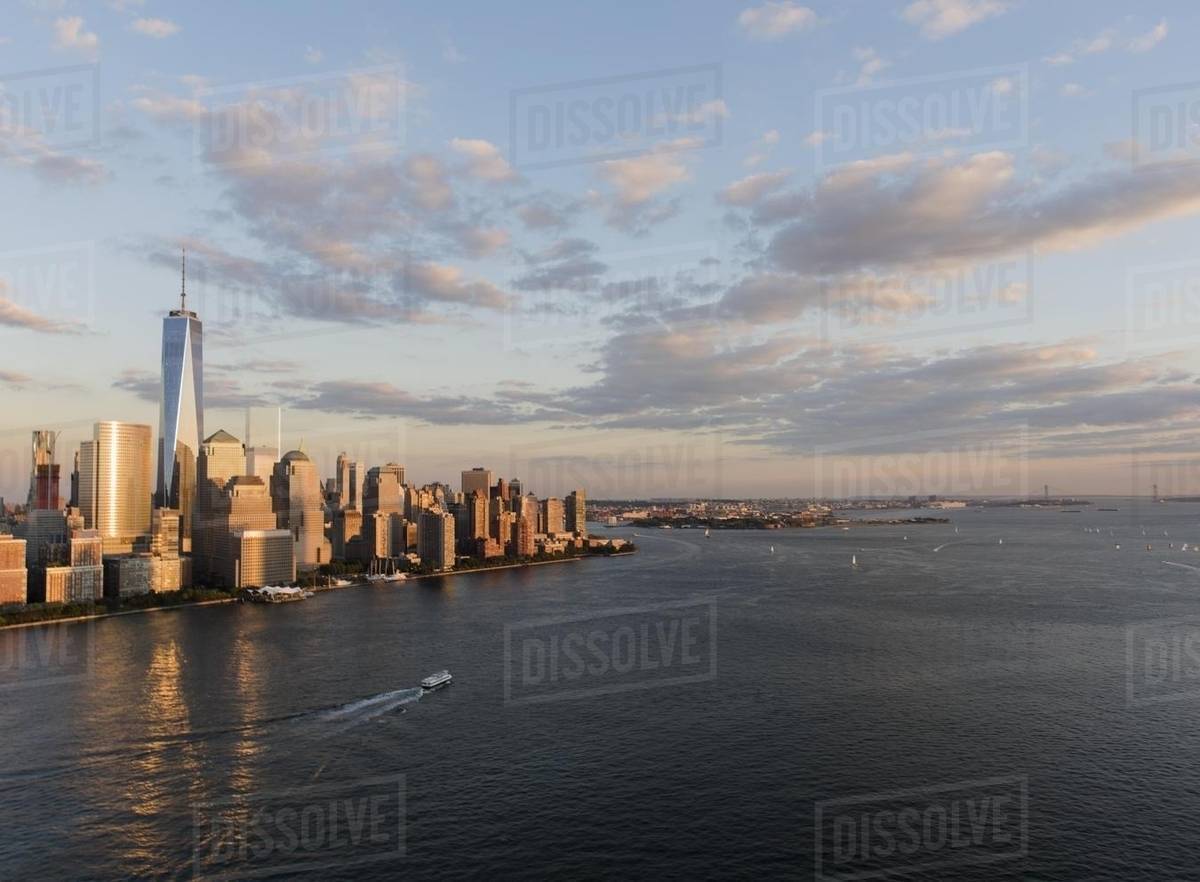 Manhattan skyline at sunset - Royalty-free Stock Photo | Dissolve