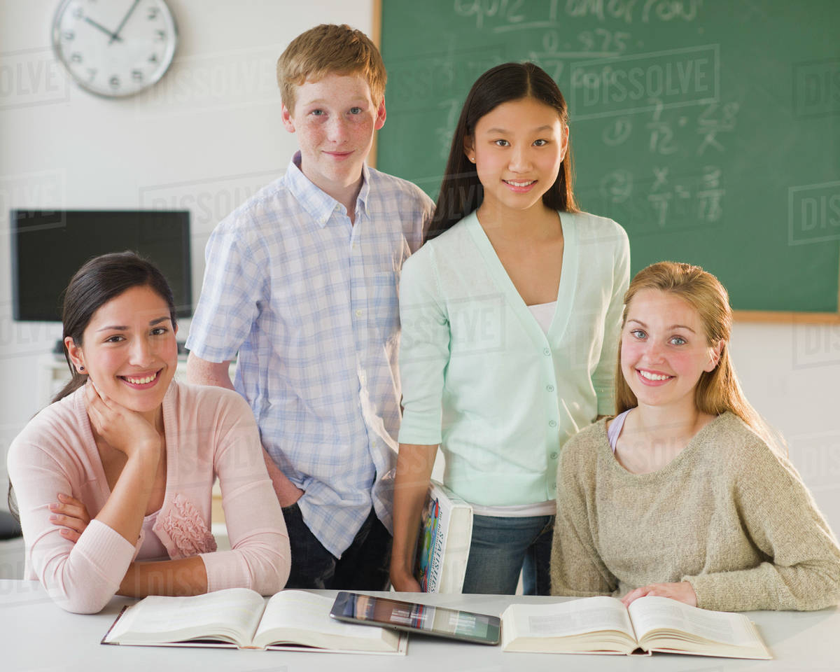 Portrait of students (14-19) in classroom - Royalty-free Stock Photo ...