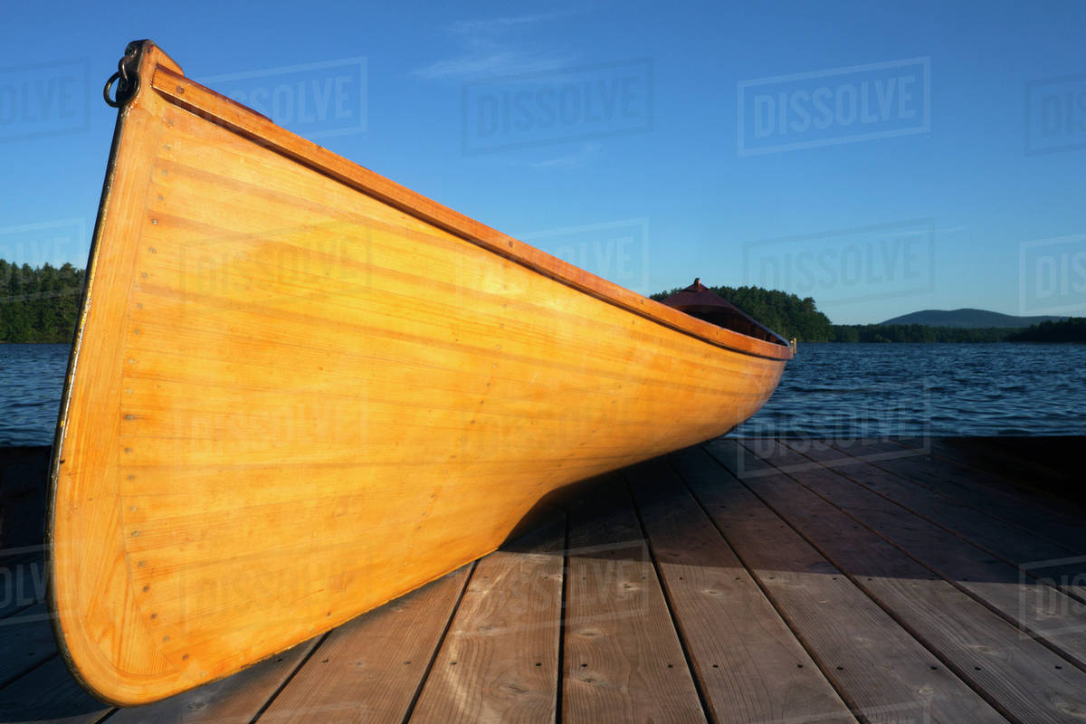 USA, Maine, Canoe in evening light - Stock Photo - Dissolve