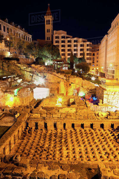 Roman ruins at night - Stock Photo - Dissolve