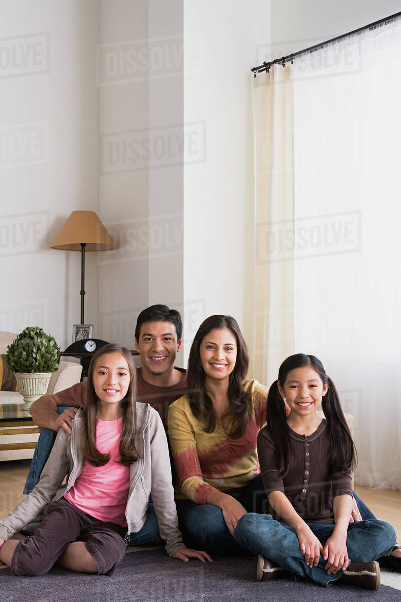 Portrait of family with two daughters (8-9, 10-11) - Royalty-free Stock ...