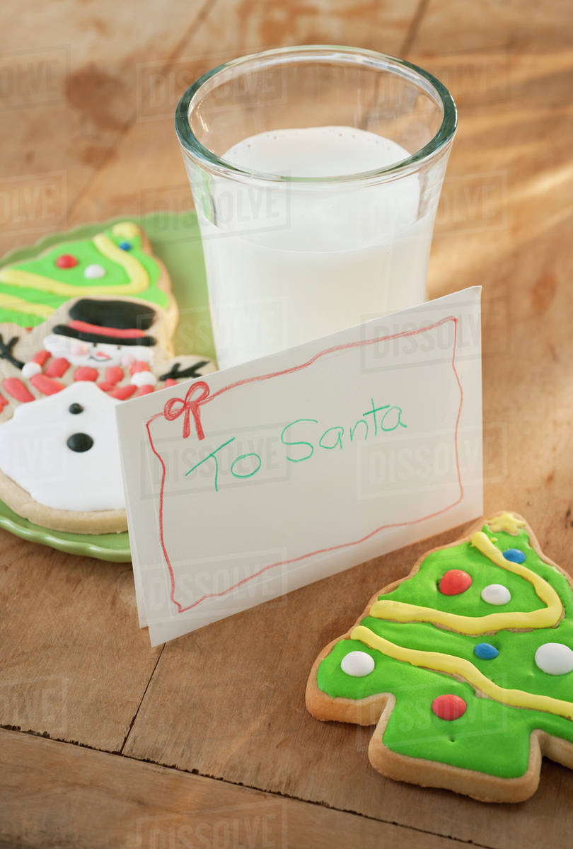 Letter to Santa with Christmas cookies and milk - Royalty-free Stock ...