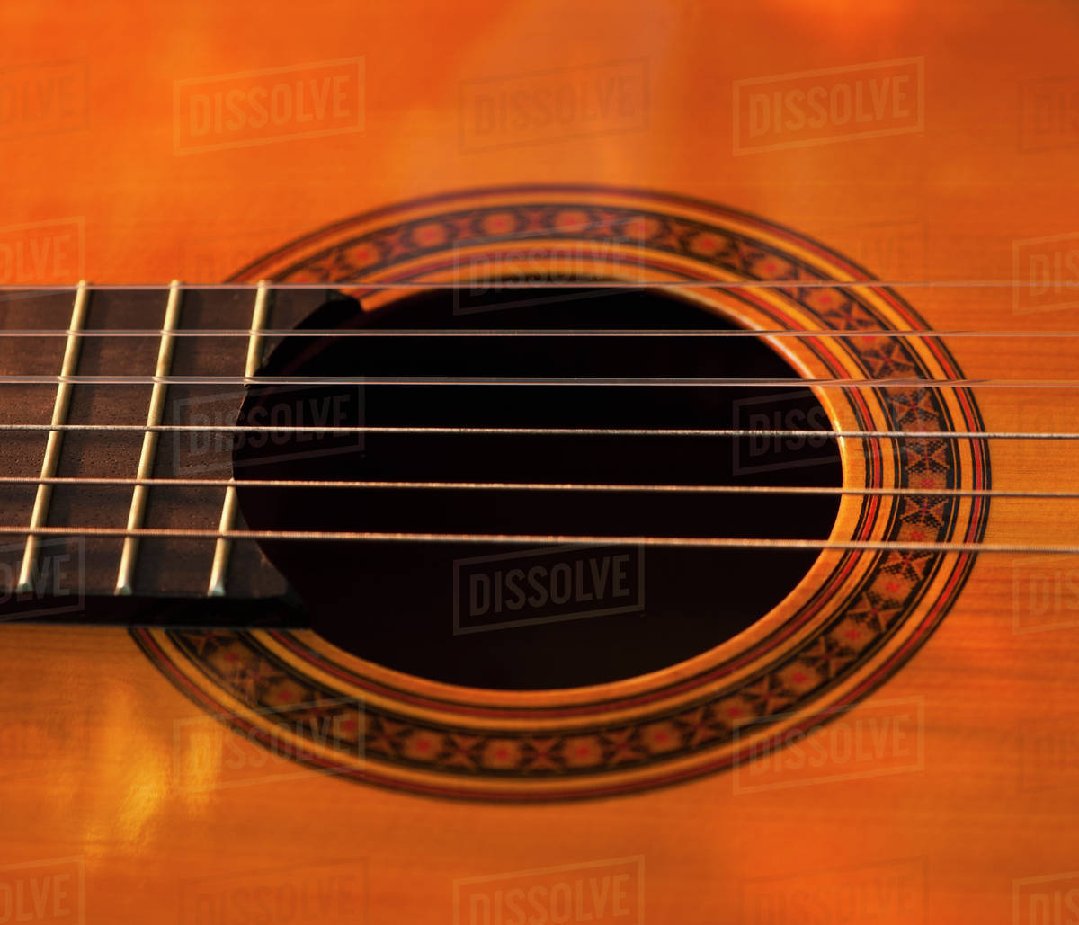 Close up of sound hole of acoustic guitar - Royalty-free Stock Photo ...