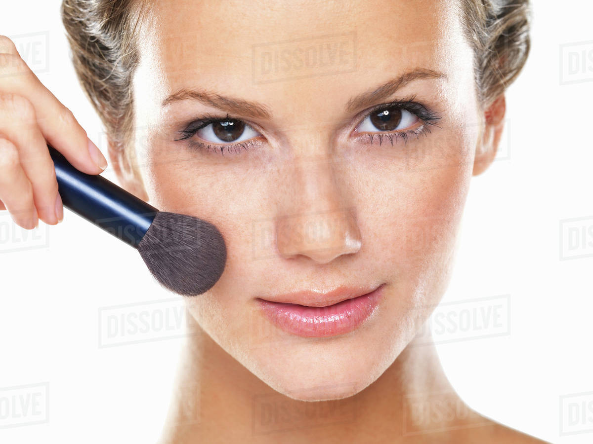 Studio portrait of beautiful woman blushing cheeks - Royalty-free Stock ...