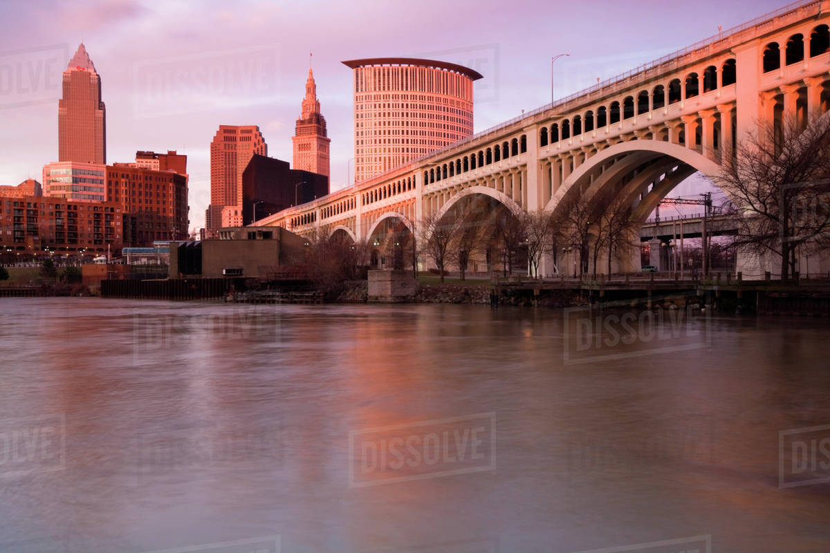 Cleveland Skyline With Bridge