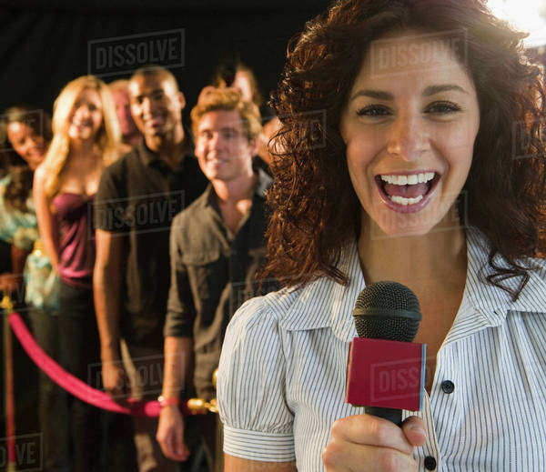 Journalist talking at red carpet event - Royalty-free Stock Photo ...