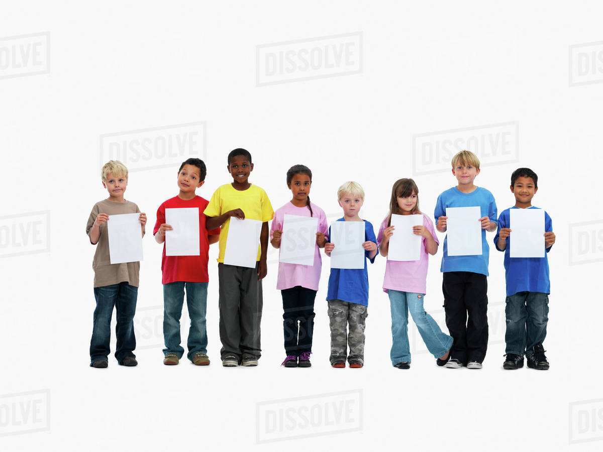 Children holding paper - Stock Photo - Dissolve