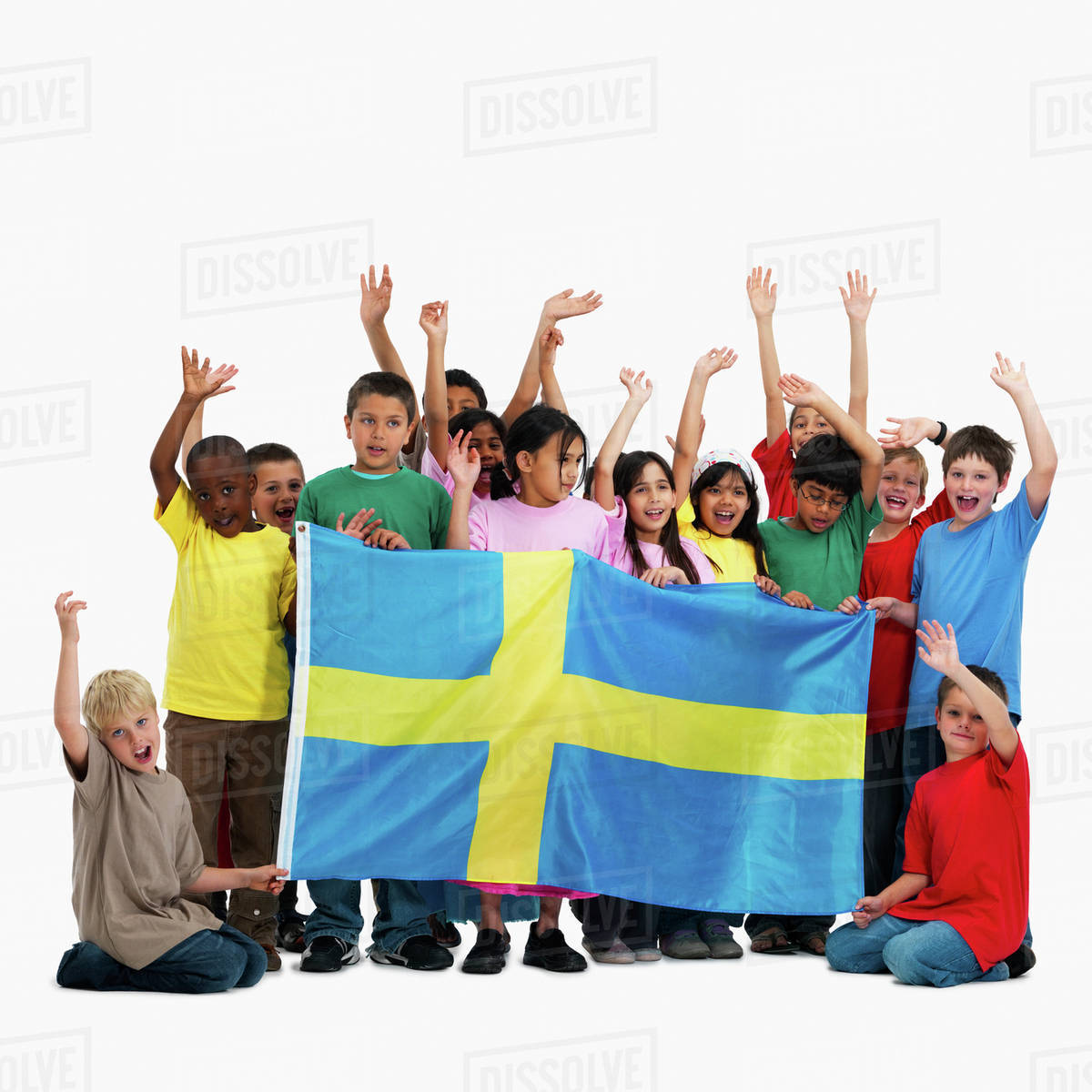 Children holding flag - Royalty-free Stock Photo | Dissolve