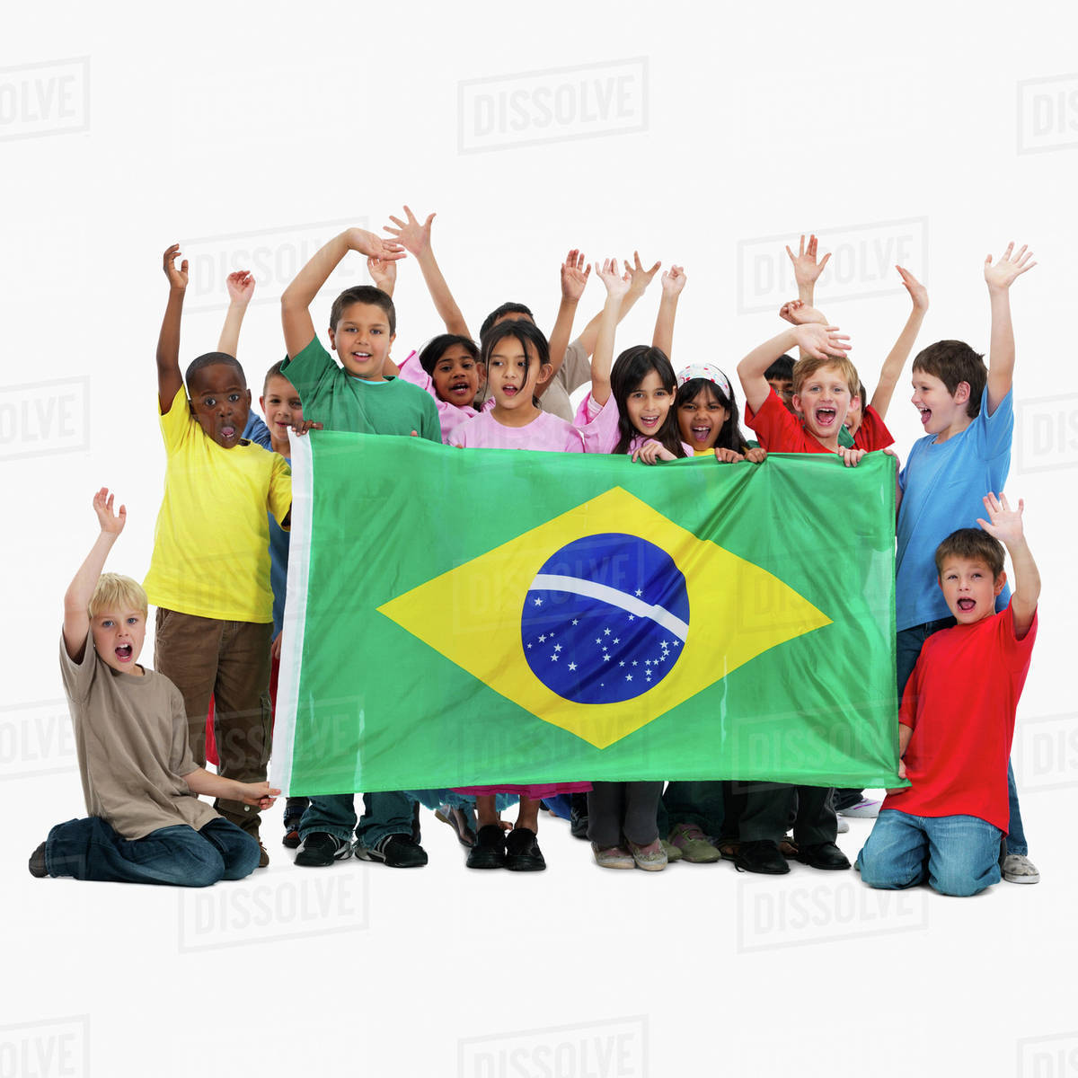 Children holding flag - Royalty-free Stock Photo | Dissolve