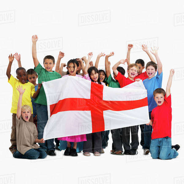 Children holding flag - Royalty-free Stock Photo | Dissolve