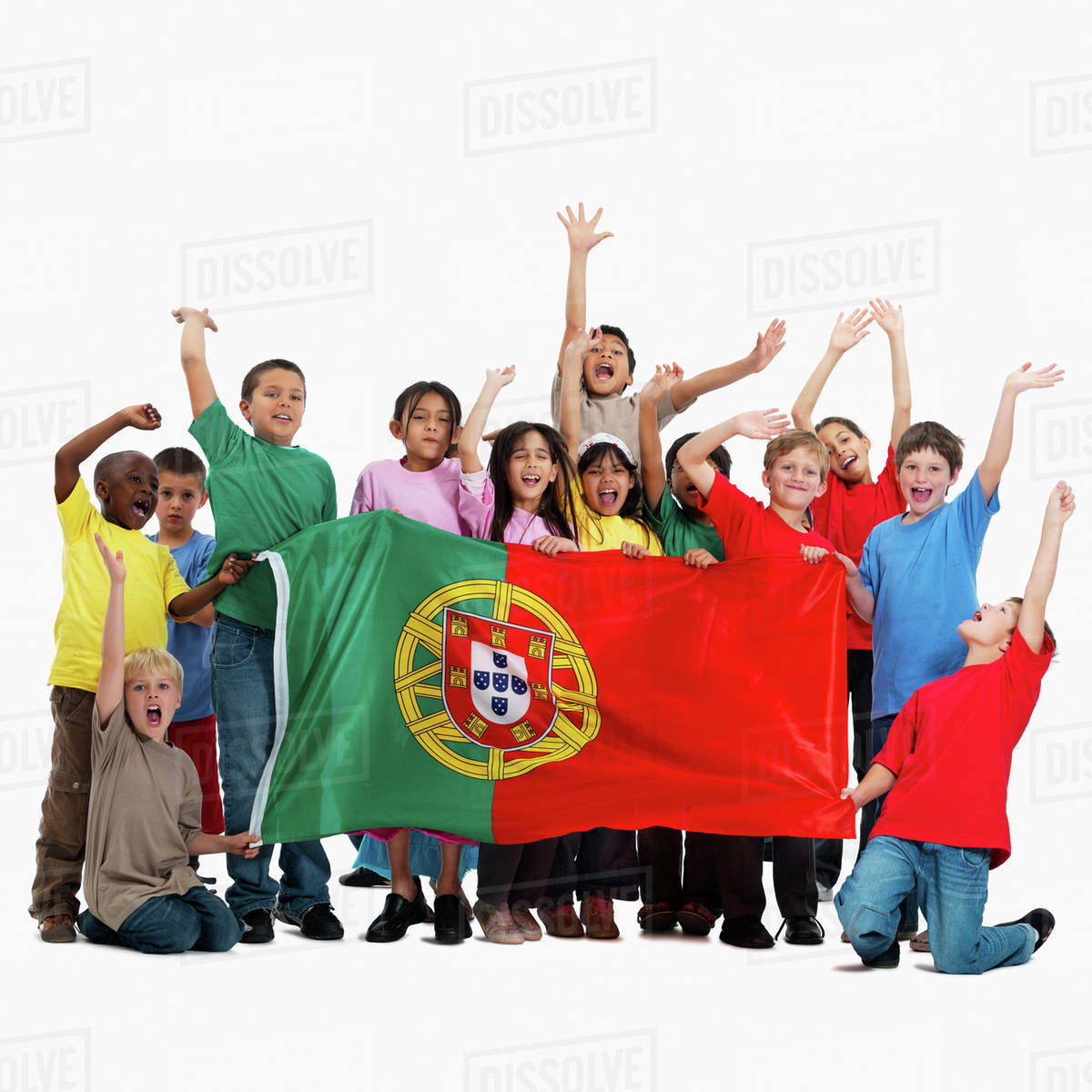 Children holding flag - Royalty-free Stock Photo | Dissolve