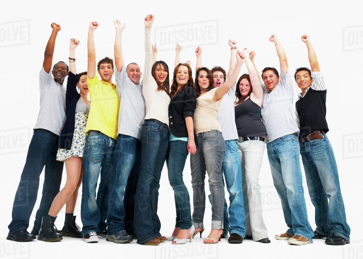 Group of people raising their arms - Royalty-free Stock Photo | Dissolve
