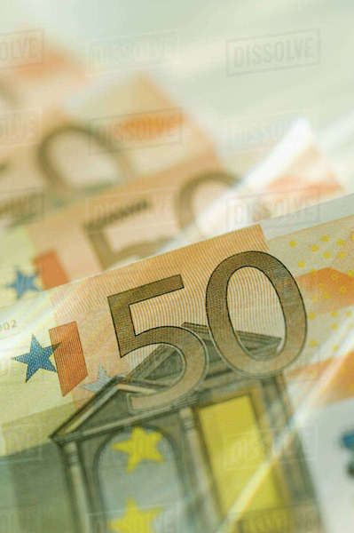 50 euro notes spread out - Stock Photo - Dissolve