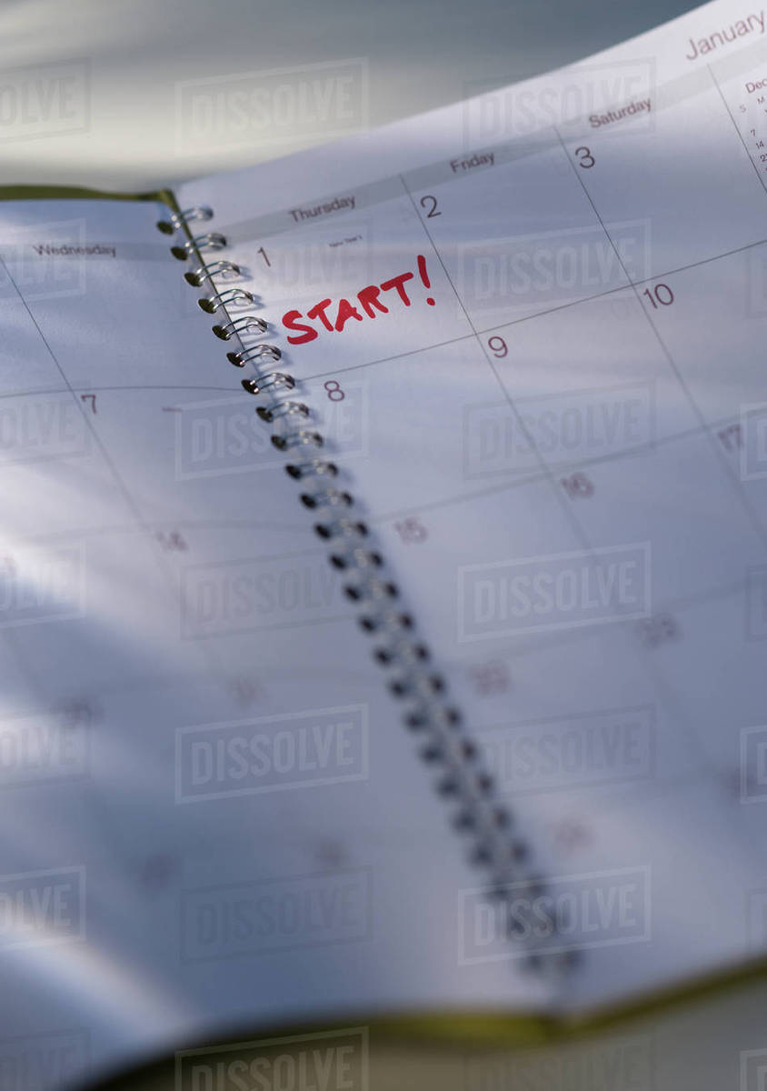 January first marked on calendar - Stock Photo - Dissolve