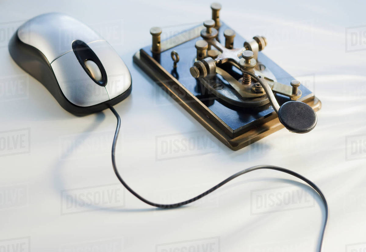 Antique telegraph key and computer mouse - Royalty-free Stock Photo ...