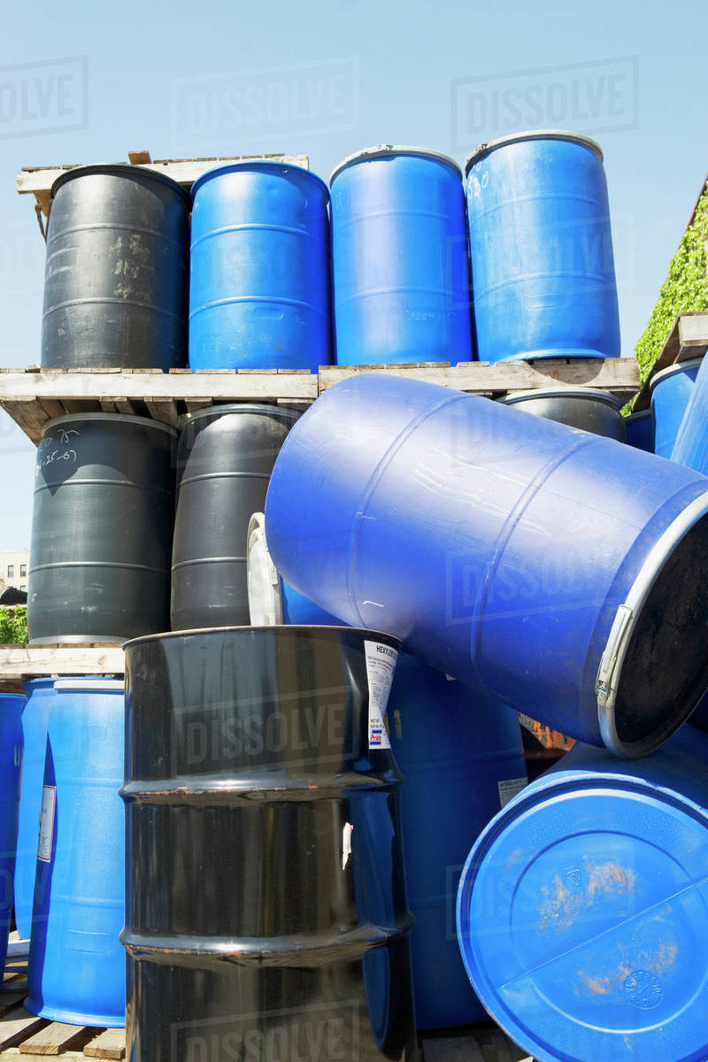 Stacks of toxic waste barrels - Royalty-free Stock Photo | Dissolve