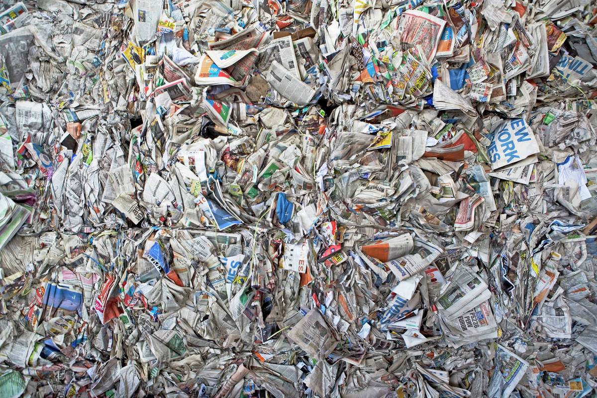Bundles of paper at recycling plant - Royalty-free Stock Photo | Dissolve