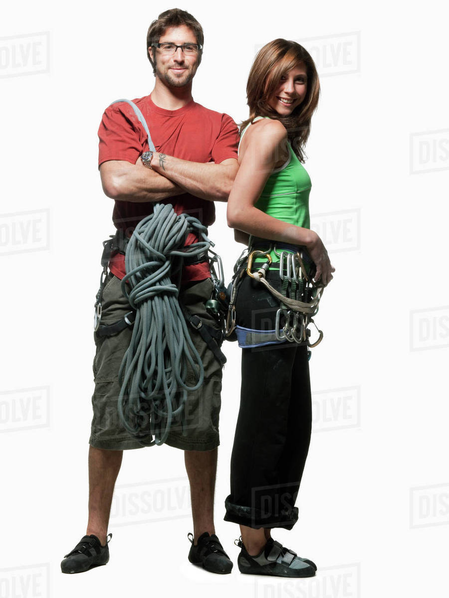 Portrait of two climbers with ropes - Royalty-free Stock Photo | Dissolve