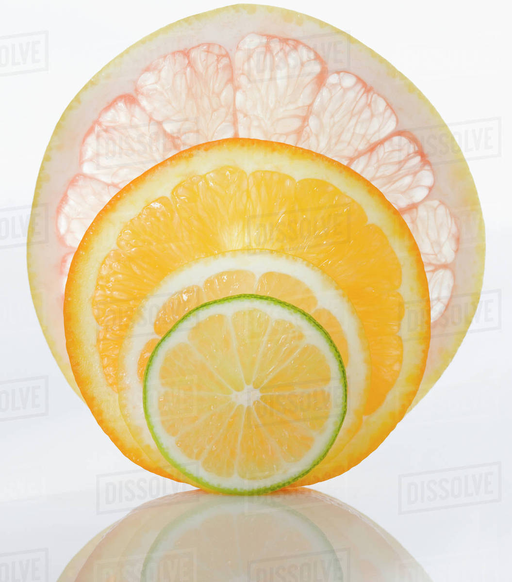Close up of citrus fruit slices - Stock Photo - Dissolve