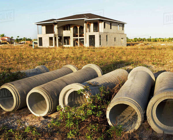 Home construction, sewer pipes - Royalty-free Stock Photo | Dissolve