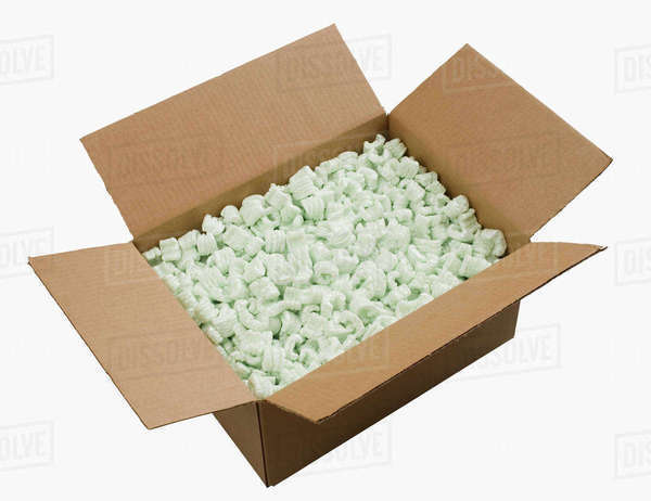 Open box filled with packing peanuts - Royalty-free Stock Photo | Dissolve