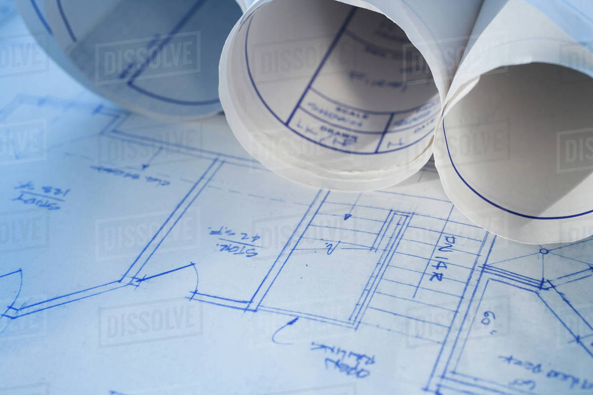Close up of blueprints - Royalty-free Stock Photo | Dissolve
