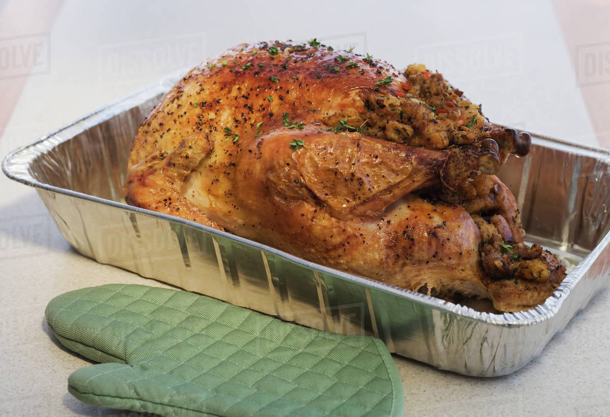 Close up of Thanksgiving turkey in pan - Royalty-free Stock Photo ...