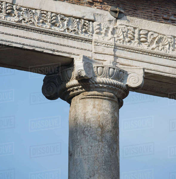 Ionic column on Temple of Saturnus, Roman Forum, Italy - Royalty-free ...