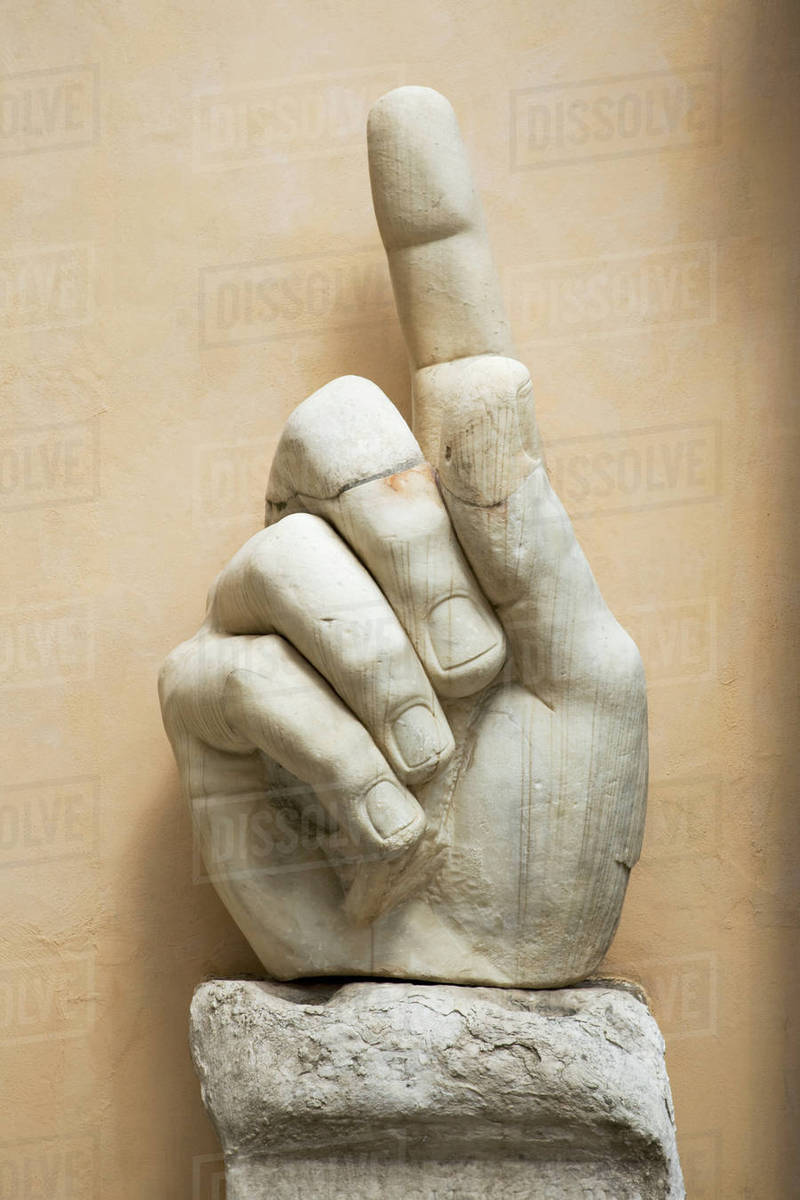 Close up of the hand of Constantine statue, Capitoline Museum, Italy ...